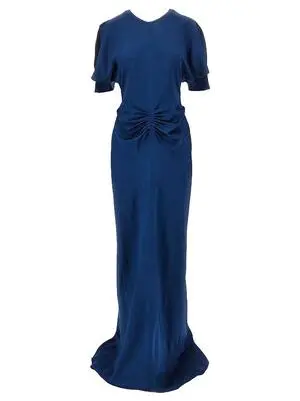 Victoria Beckham Isabella Crepe Back Satin Long Dress - Blue