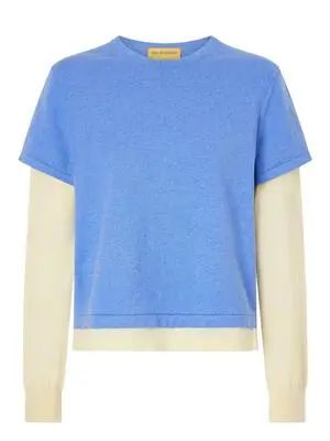 Guest In Residence Layered Cotton, Cashmere And Silk Blend T-shirt - Blue