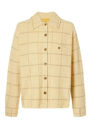 Guest In Residence Dylan Checked Knitted Cashmere And Linen-blend Shirt - Yellow
