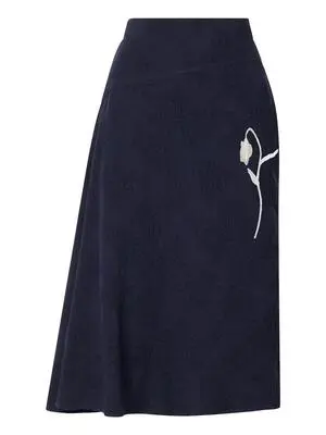 Erdem Asymmetric Floral-jacquard Cotton-blend Midi Skirt - Blue