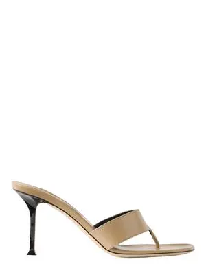 CHRISTEN Helix Leather Thong Stiletto Sandals - Brown