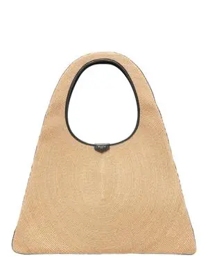 Alaïa Leather-trimmed Paper Straw Shoulder Bag - Brown