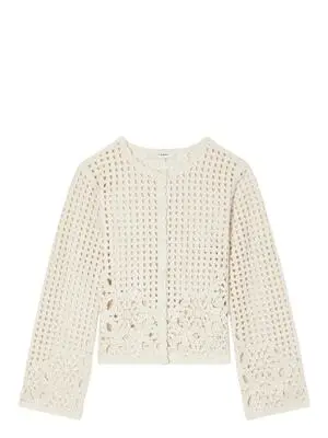 FRAME The Postcard Crocheted Cotton Cardigan - Neutrals