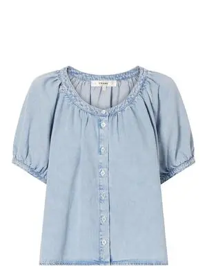 FRAME The Resort Cotton And Lyocell-blend Chambray Blouse - Blue