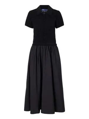 Polo Ralph Lauren Crocheted Cotton-poplin Maxi Dress - Black