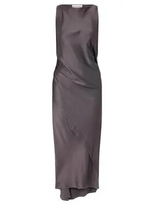 Victoria Beckham Draped Satin Midi Dress - Brown