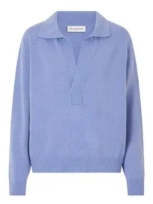 Victoria Beckham Victoria Beckham Genevieve Wool And Cashmere Polo Sweater Blue