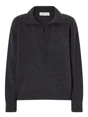 Victoria Beckham Victoria Beckham Genevieve Wool And Cashmere Polo Sweater Gray