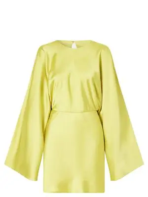 Norma Kamali Obie Satin Mini Dress With Split Sleeves - Yellow