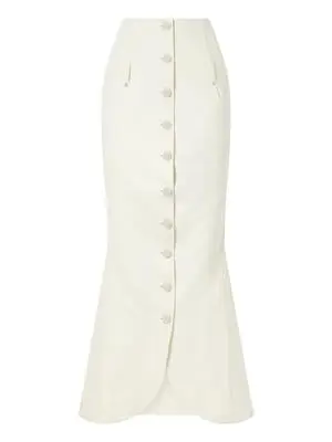 WIEDERHOEFT Embellished Denim Maxi Skirt - Neutrals