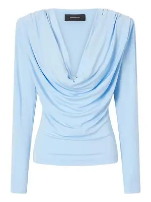 Wardrobe.NYC Draped Crepe-jersey Top - Blue