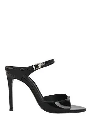 Schutz Lyra Patent Leather Mule With Buckled Strap - Black