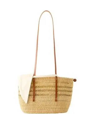 Muuñ Muñ Bicro M Woven Straw Tote - Neutrals