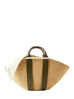 Muuñ Sophie' Raffia Tote With Leather Trim - Neutrals