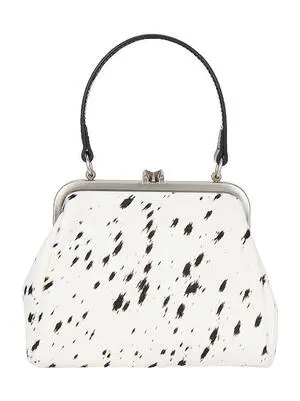 MARKGONG Cowhide Leather Metal Clasp Bag With Top Handle - Beige