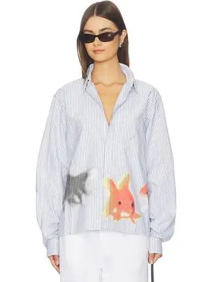 VANDYTHEPINK Goldfish Graphic Oxford Shirt - Grey