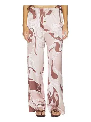 CIN CIN Printed Satin Trousers - Deco Mocha