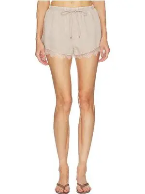 CAMILA COELHO Amaya Short With Lace Trim - Stone Stripe