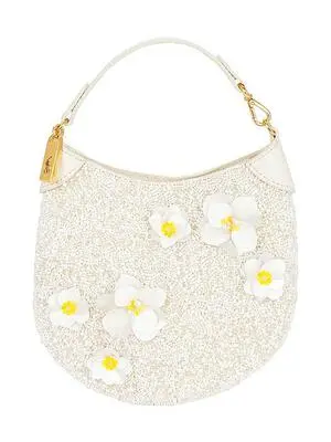Polo Ralph Lauren Beaded Floral Appliqué Shoulder Bag - Frosting