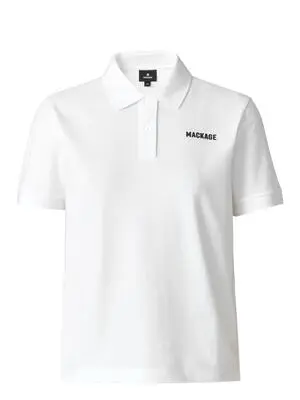 Mackage Short Sleeve Organic Cotton Pique Polo - White-navy