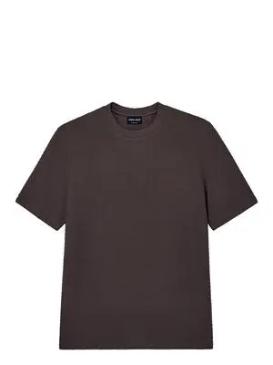 Giorgio Armani T-shirt Regular Fit Chevron Jacquard Stretch Virgin Wool - Brown