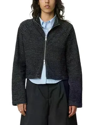 MFPEN Check Pattern Cropped Jacket - Black