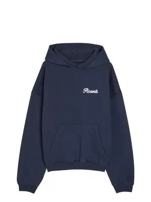 PICANTE Embroidered Cotton Hooded Sweatshirt - Navy
