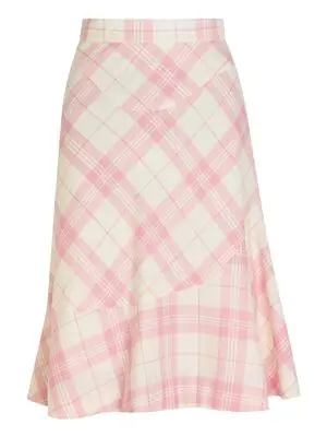 VIVIENNE WESTWOOD Plaid Wool-blend Midi Skirt - Cream