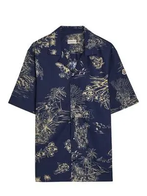Moncler Printed Cotton-poplin Shirt - Navy