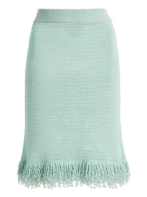 Paris Georgia Fringe Cotton Midi Skirt - Blue
