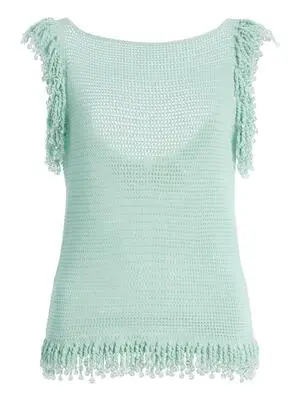Paris Georgia Fringe Crochet Top - Blue
