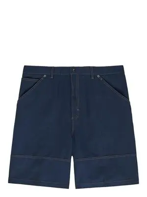 Moncler Wide-leg Cotton And Linen-blend Shorts - Navy