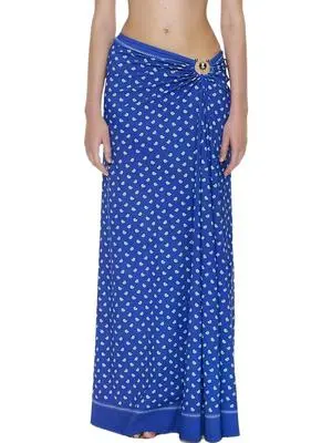 Christopher Esber Bandana Print Ruched Skirt - Blue