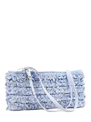 DAMSON MADDER Sophia Ruffle Baguette Shoulder Bag - Light Blue