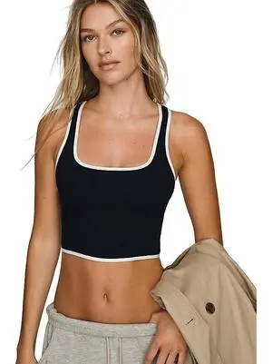DAILY PRACTICE Ribbed Cropped Tank Top - Black