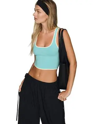 DAILY PRACTICE Ribbed Cropped Tank Top - Turquoise