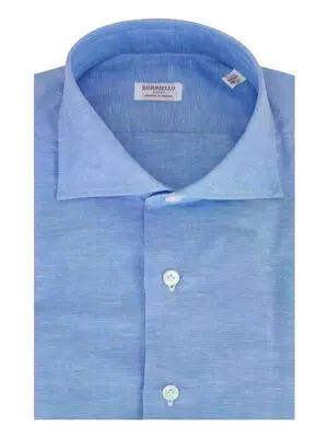 BORRIELLO NAPOLI Slub-texture Spread-collar Shirt - Blue