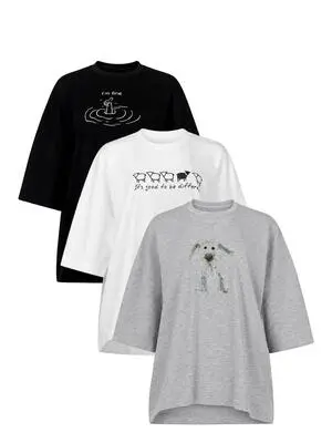 CLOTHES BY LOCKER ROOM Oversized Graphic T-shirt Set - Black/white/grey