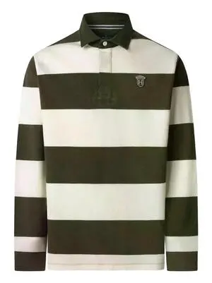 HACKETT LONDON Striped Long-sleeve Polo Shirt - Green
