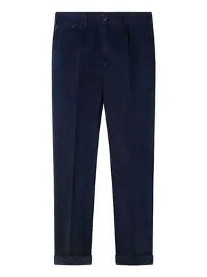 HACKETT LONDON Fulham Pleated Cotton Trousers - Blue