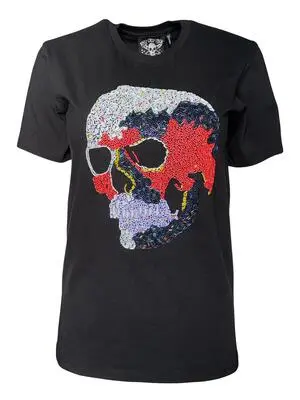 ANY OLD IRON Black / White Infra Beaded T-shirt - Black/white