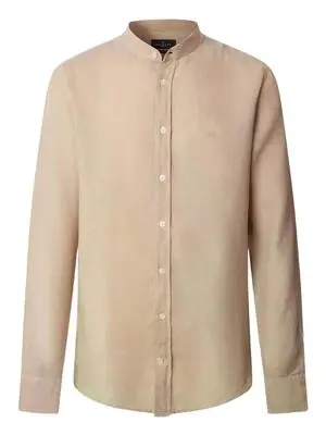 HACKETT LONDON Mandarin-collar Linen Shirt - Neutrals