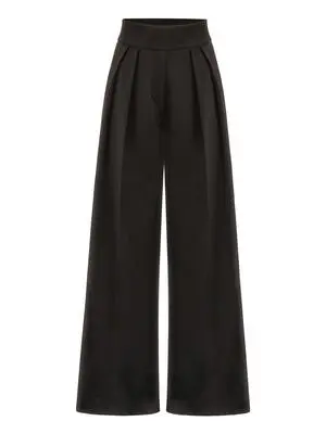 TIA DORRAINE High-waist Wide-leg Trousers - Black