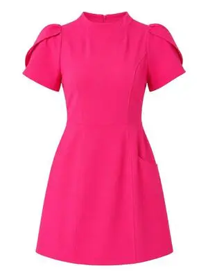 GIRL IN MIND Tulip Sleeve High Neck Mini Dress - Pink