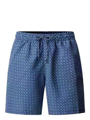HACKETT LONDON Geometric Print Drawstring Swim Trunks - Blue