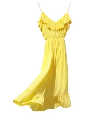 2KSTYLE 2Kstyle Amalia Ruffled Spaghetti Straps Viscose Midi Dress