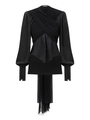 CANSU XI Hera Blouse In Vegan Silk - Black