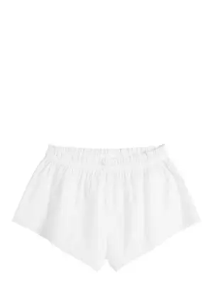 SKIMS Garment Washed Poplin Shorts With Lace Trim - Snow