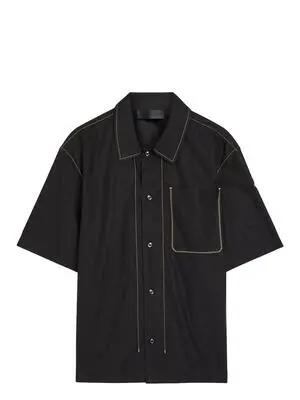 Moncler Contrast-stich Cotton-poplin Shirt - Black