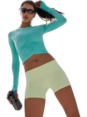 Free People Tempo Ruched Uv Protection Long Sleeve - Glow Wave